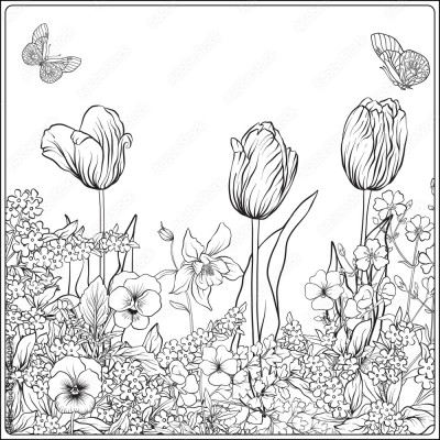 fiołki - Kolorowanki do druku